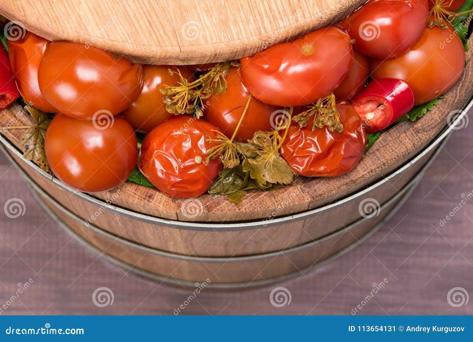 Salted Red Tomatoes with Dill in a Tub, Top View Stock Image - Image of ...