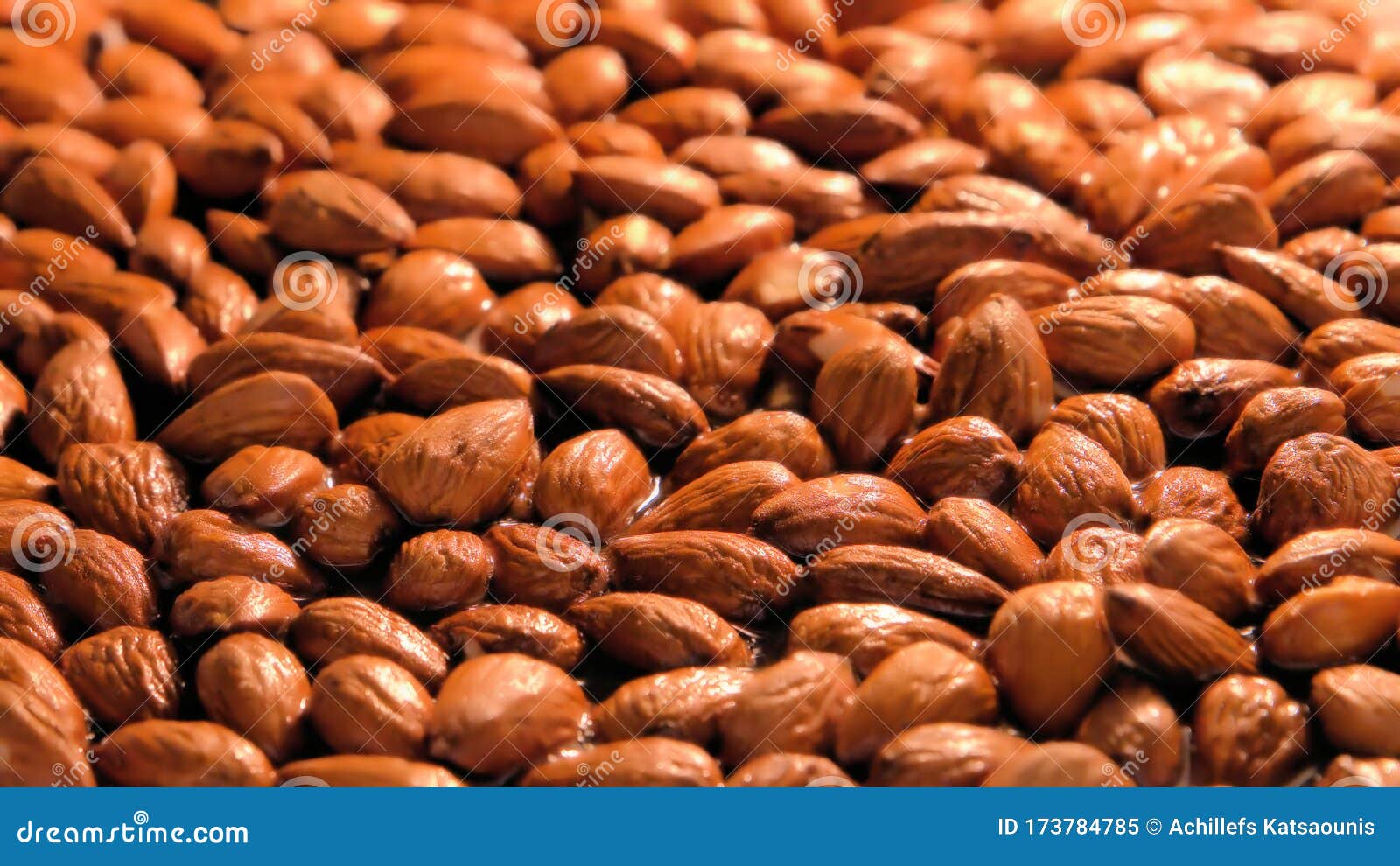 Salted, Roasted Almonds. the Time they are Baked in the Oven Stock ...