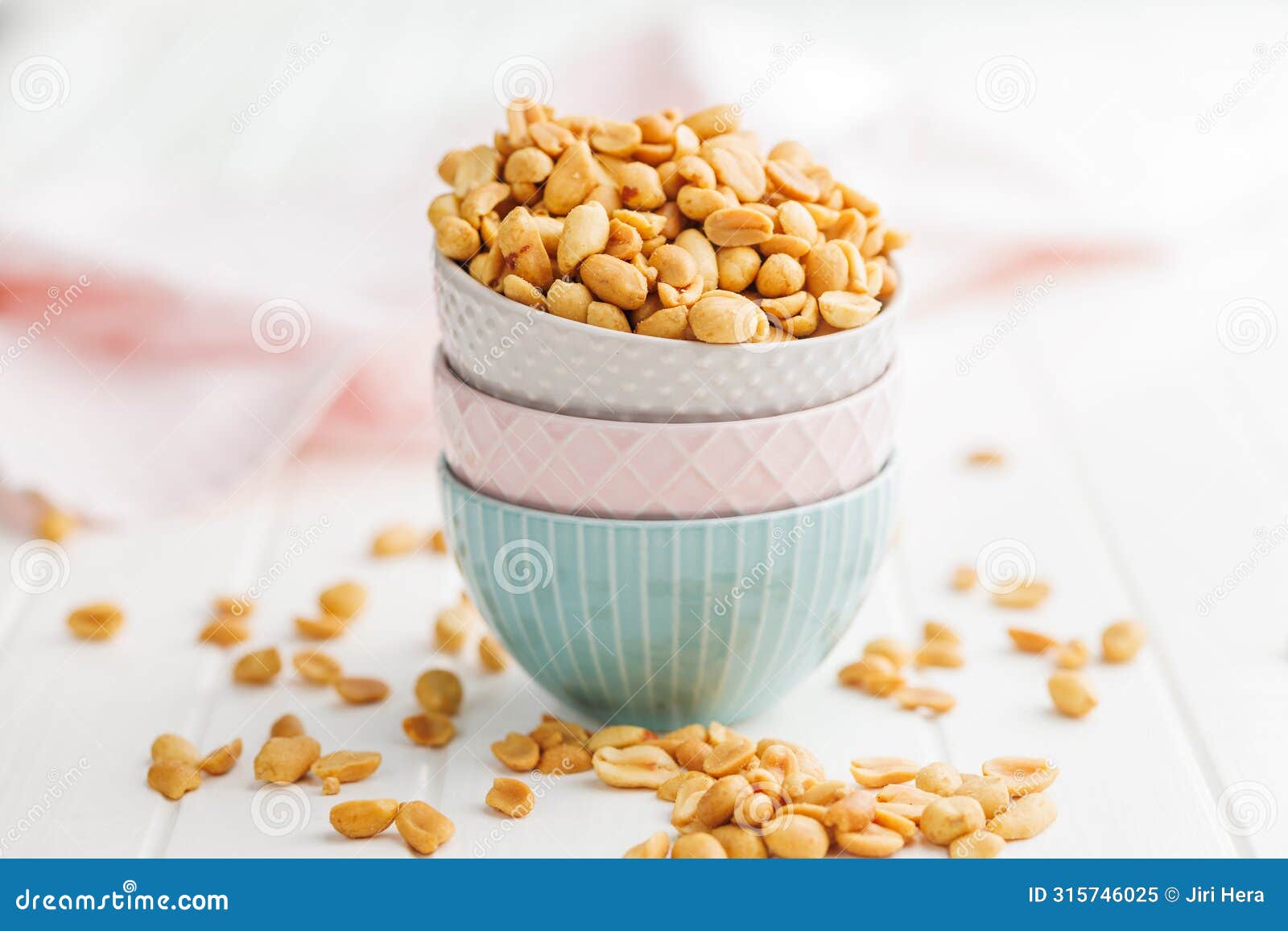 Salted Roasted Peanuts in Bowl on Kitchen Table Stock Image - Image of ...
