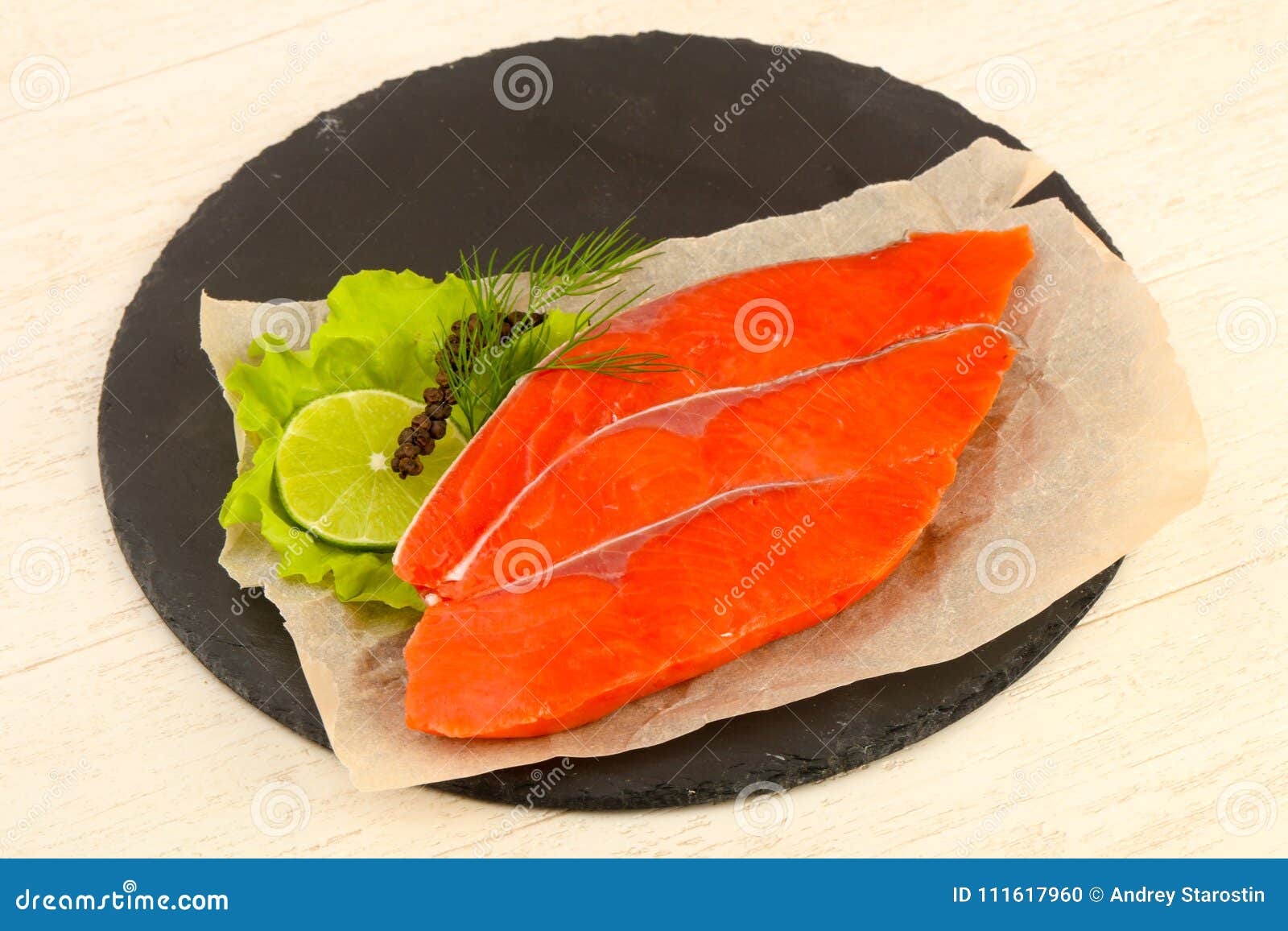 Salted salmon stock photo. Image of gourmet, piece, dill - 111617960