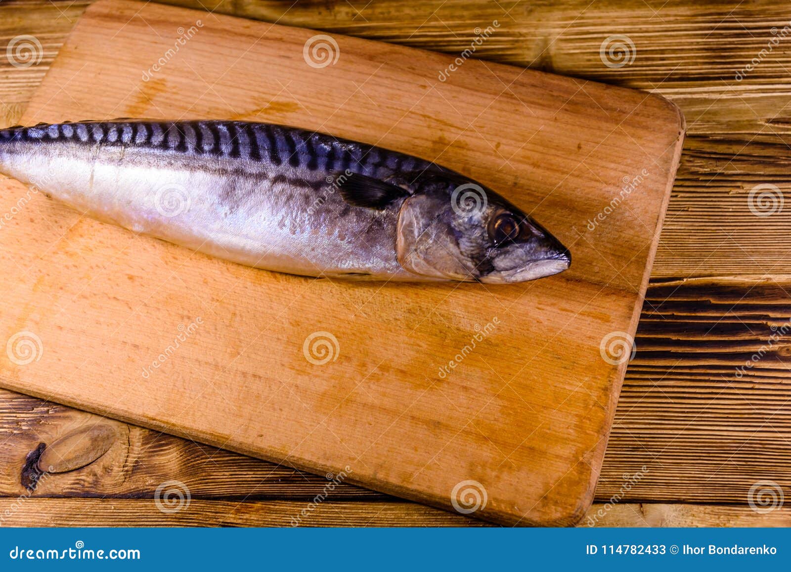 Salted Scomber Fish on a Cutting Board Stock Image - Image of food ...