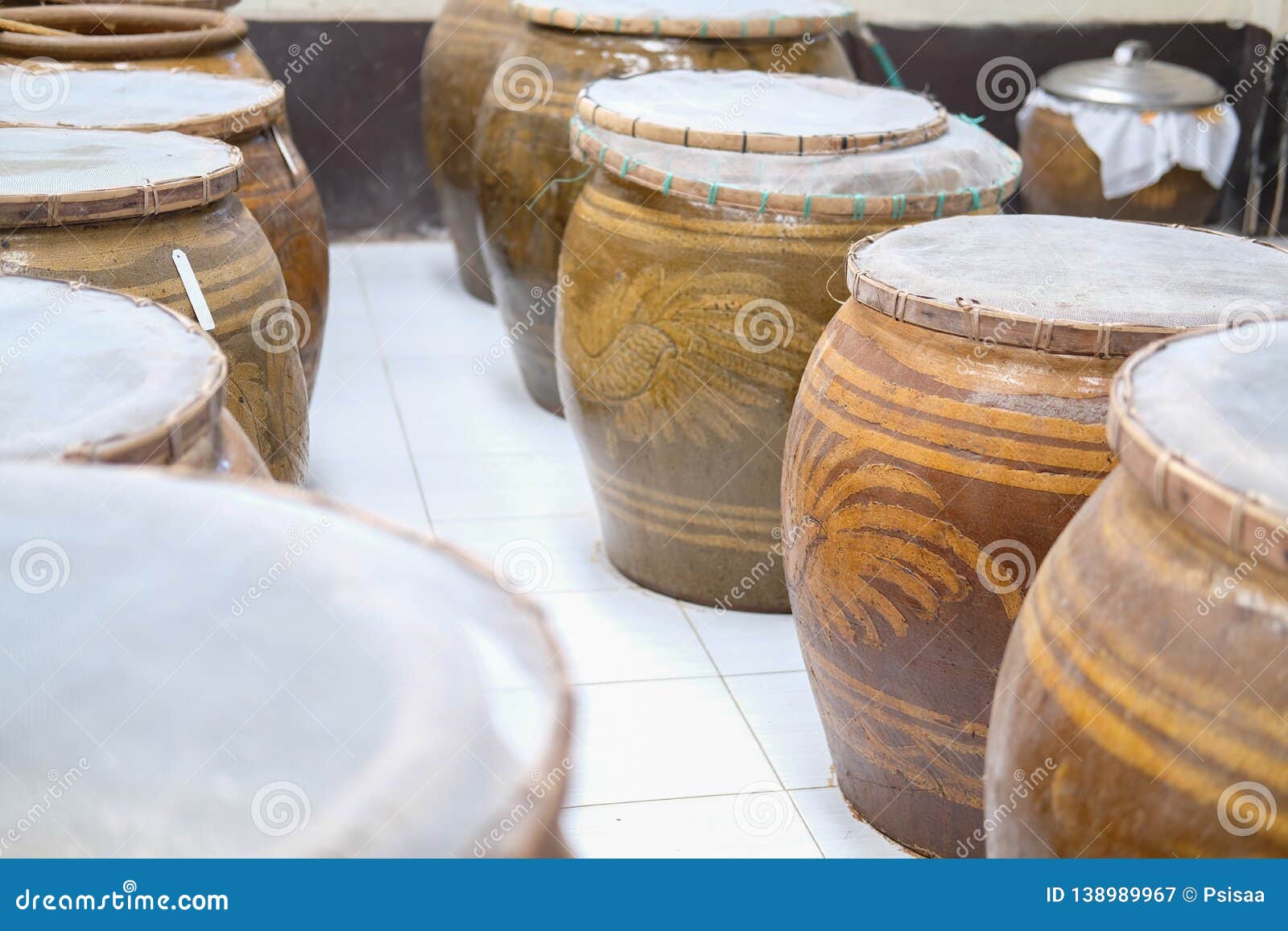 Salted Soybean Paste in Jar. Soy Miso Production Stock Image - Image of ...