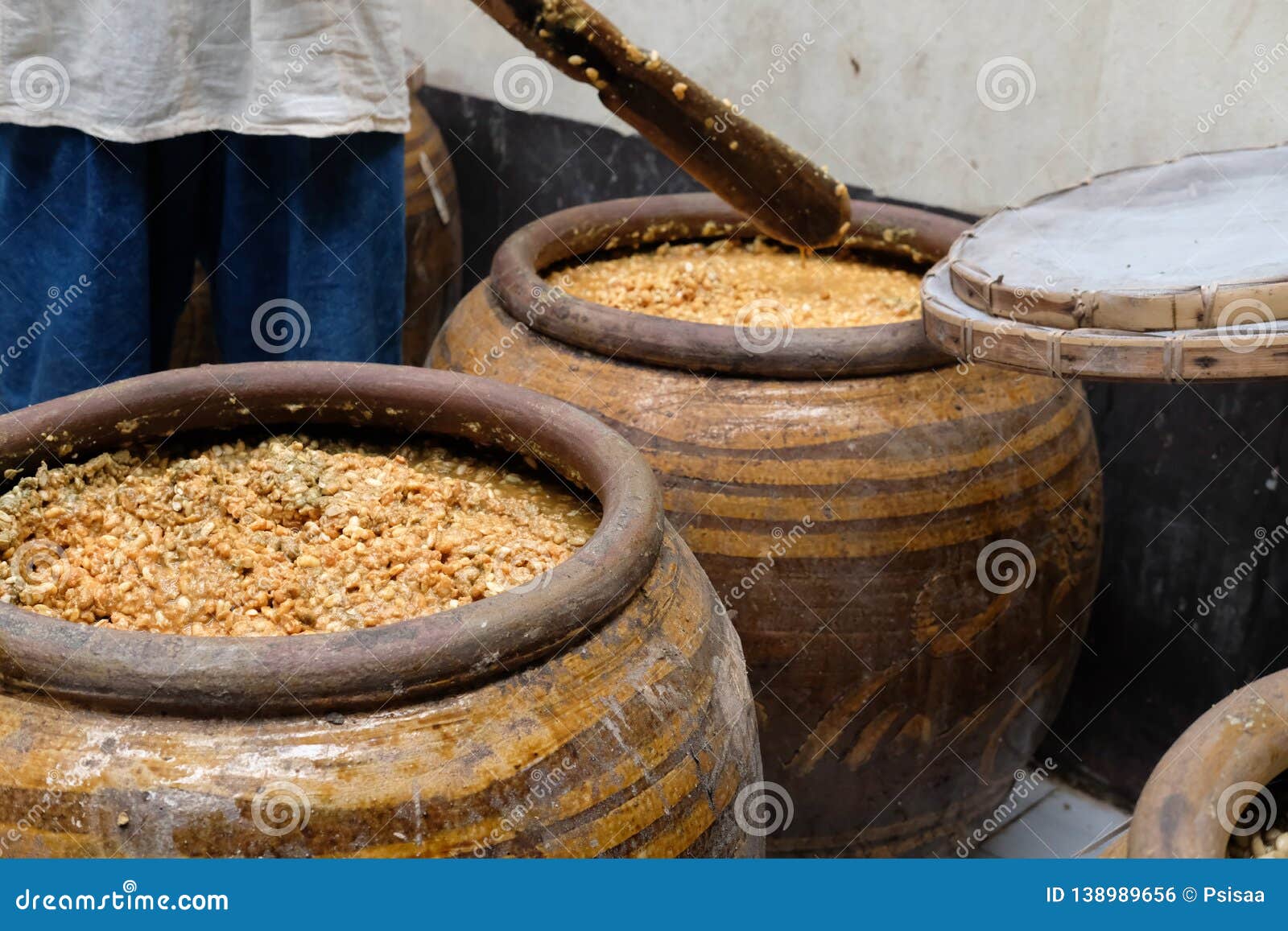 Salted Soybean Paste in Jar. Soy Miso Production Stock Photo - Image of ...