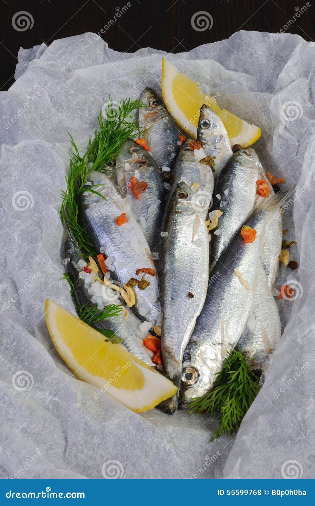 Salted sprats stock photo. Image of pepper, portion, seafood - 55599768