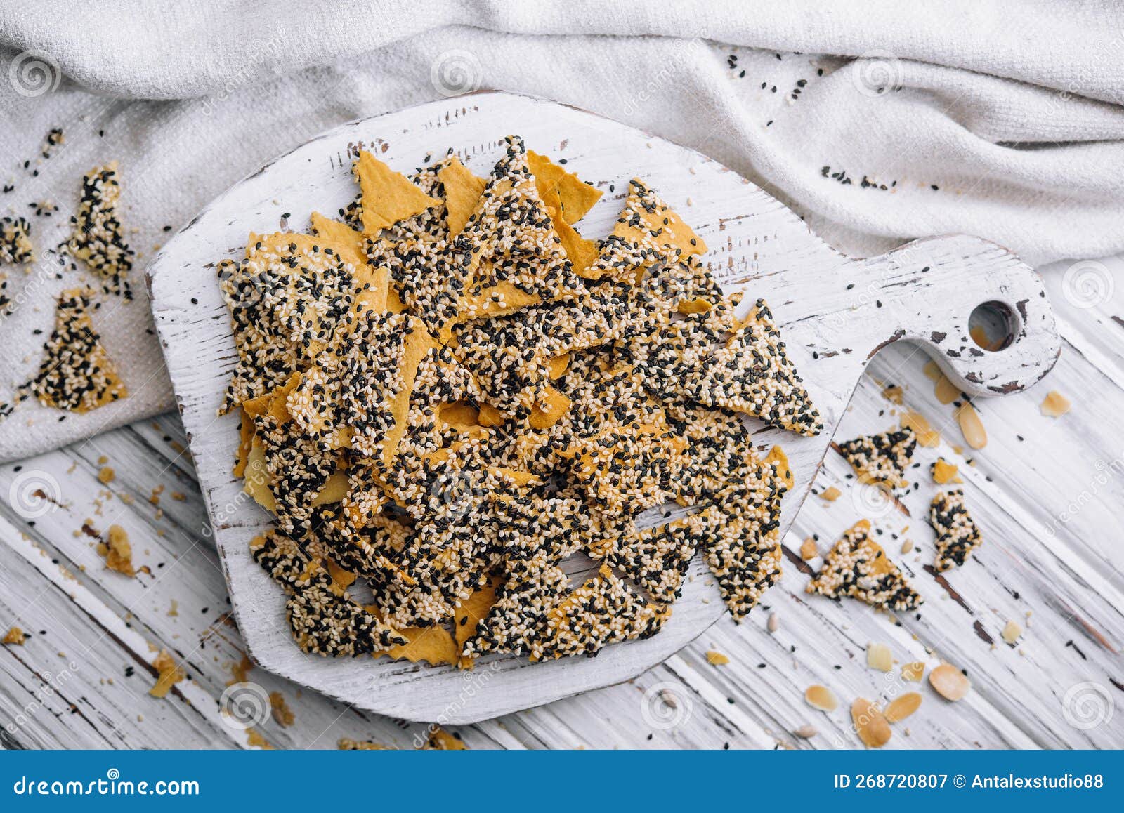Salted Tortilla Chips Triangle with Chia Seeds Stock Image - Image of ...