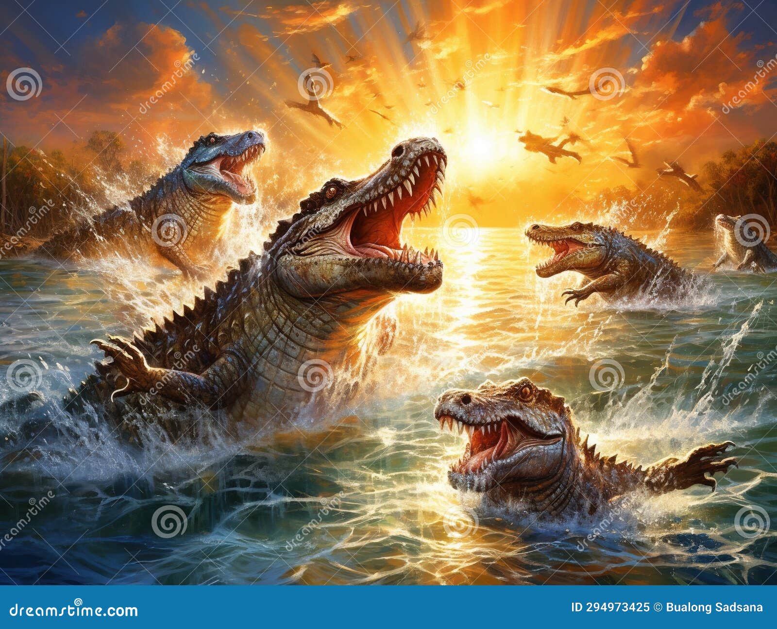 Saltwater Crocodile Made with Generative AI Illustration Stock ...