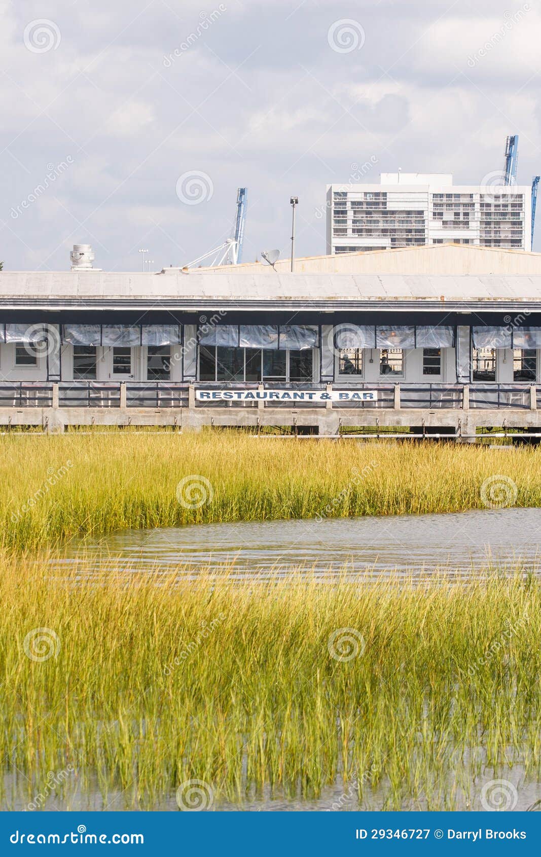 Saltwater Marsh by Restaurant and Bar Stock Image - Image of green ...