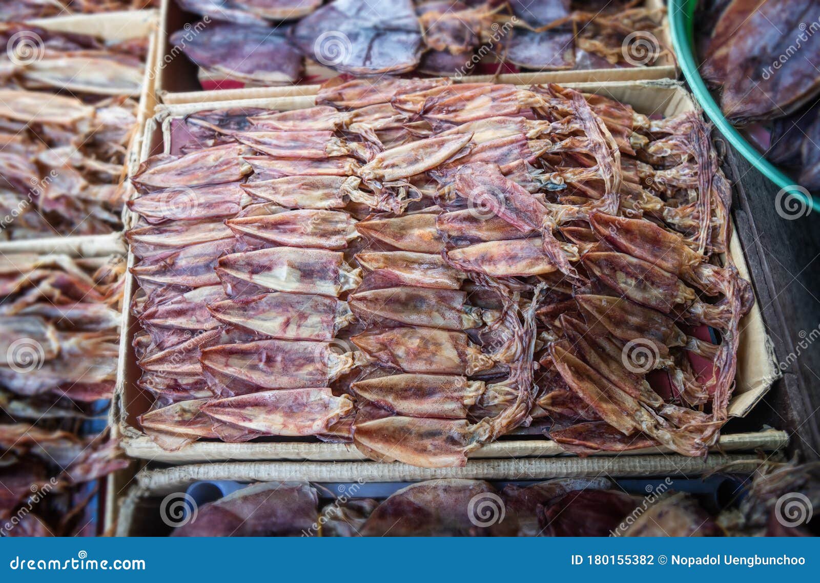 Salty Dried Squids Arranging for Sale Stock Photo - Image of cooking ...