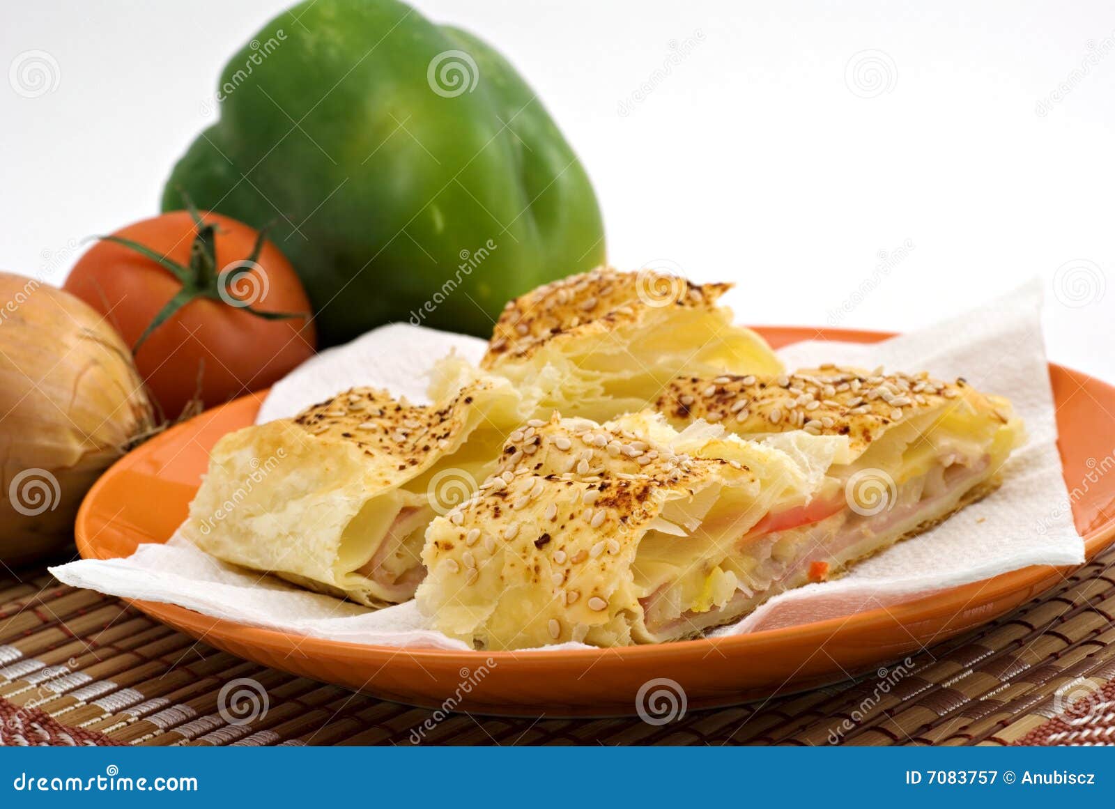 Salty Ham Strudel with Sesame Stock Image - Image of fattening, salty ...