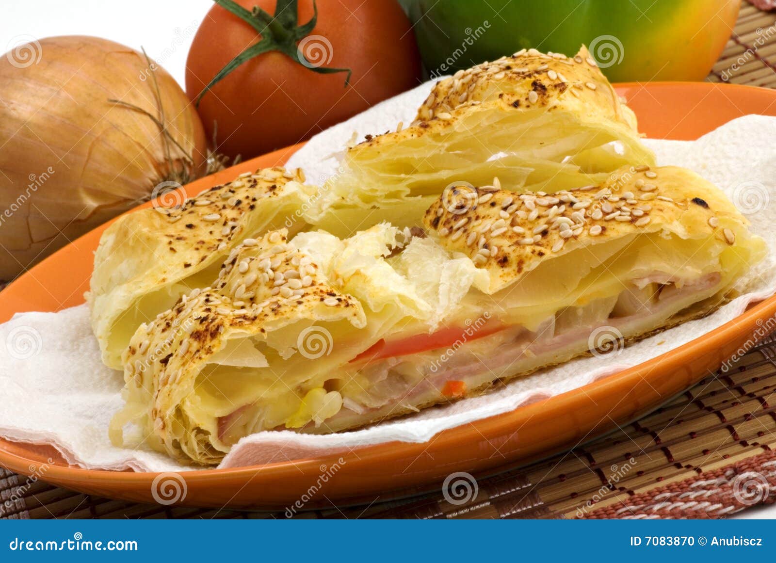 Salty Ham Strudel with Sesame Stock Photo - Image of fresh, pastry: 7083870