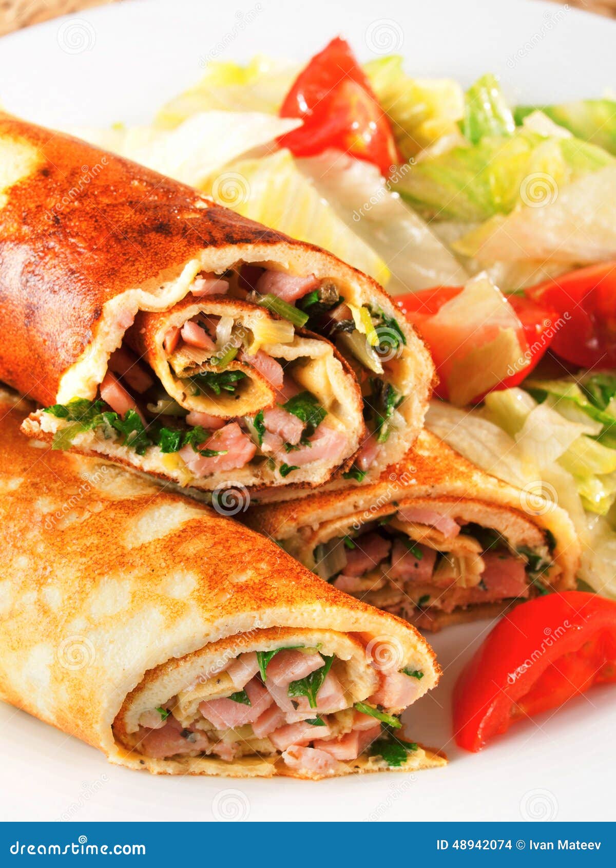 Salty pamcakes with ham stock photo. Image of pancake - 48942074