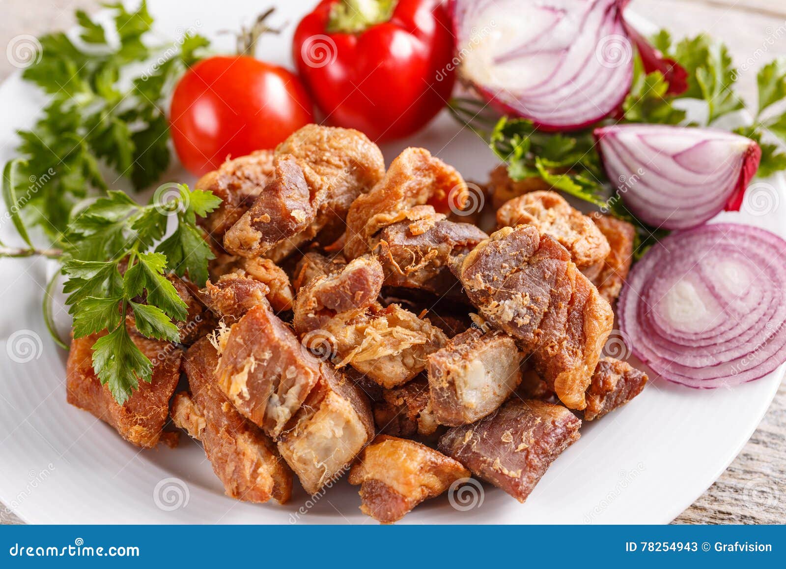 Salty pork greaves stock image. Image of studio, shot - 78254943
