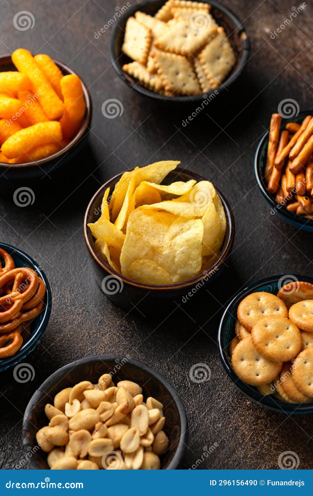 Salty Snacks Crackers, Potato Chips, Pretzel, Peanuts, Corn Puffs ...