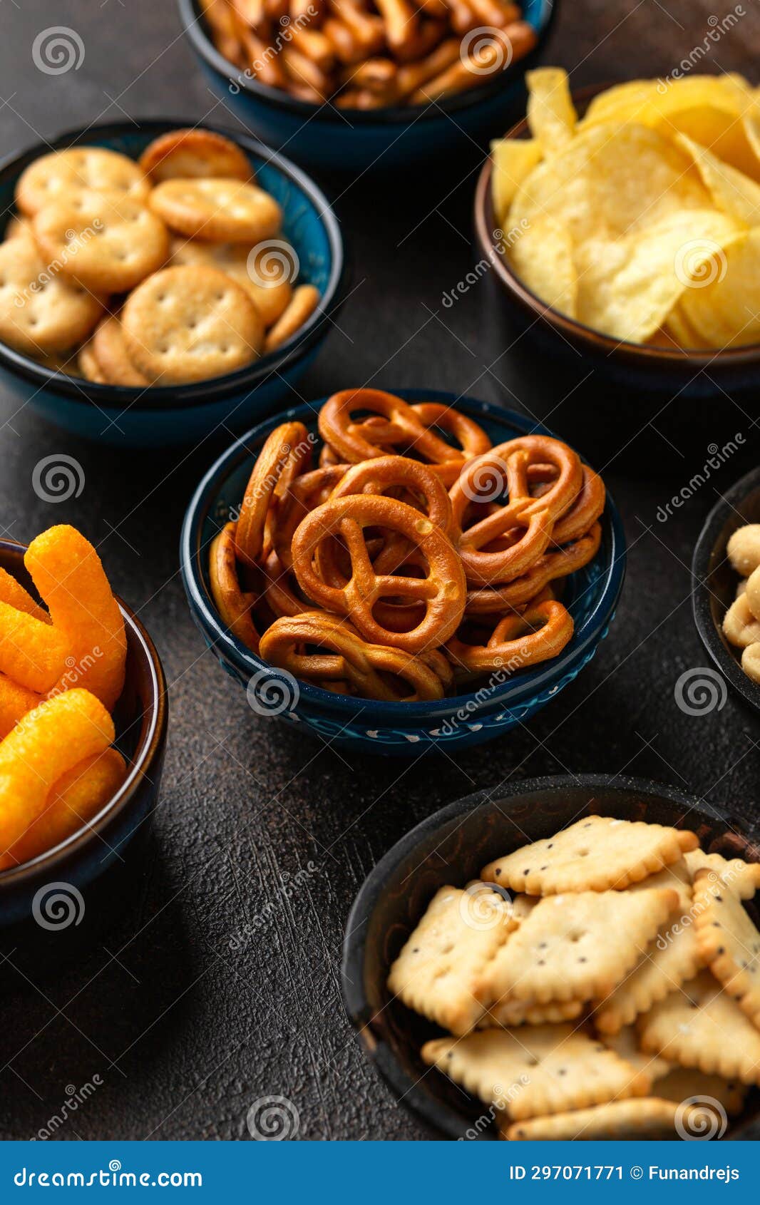 Salty Snacks Crackers, Potato Chips, Pretzel, Peanuts, Corn Puffs ...