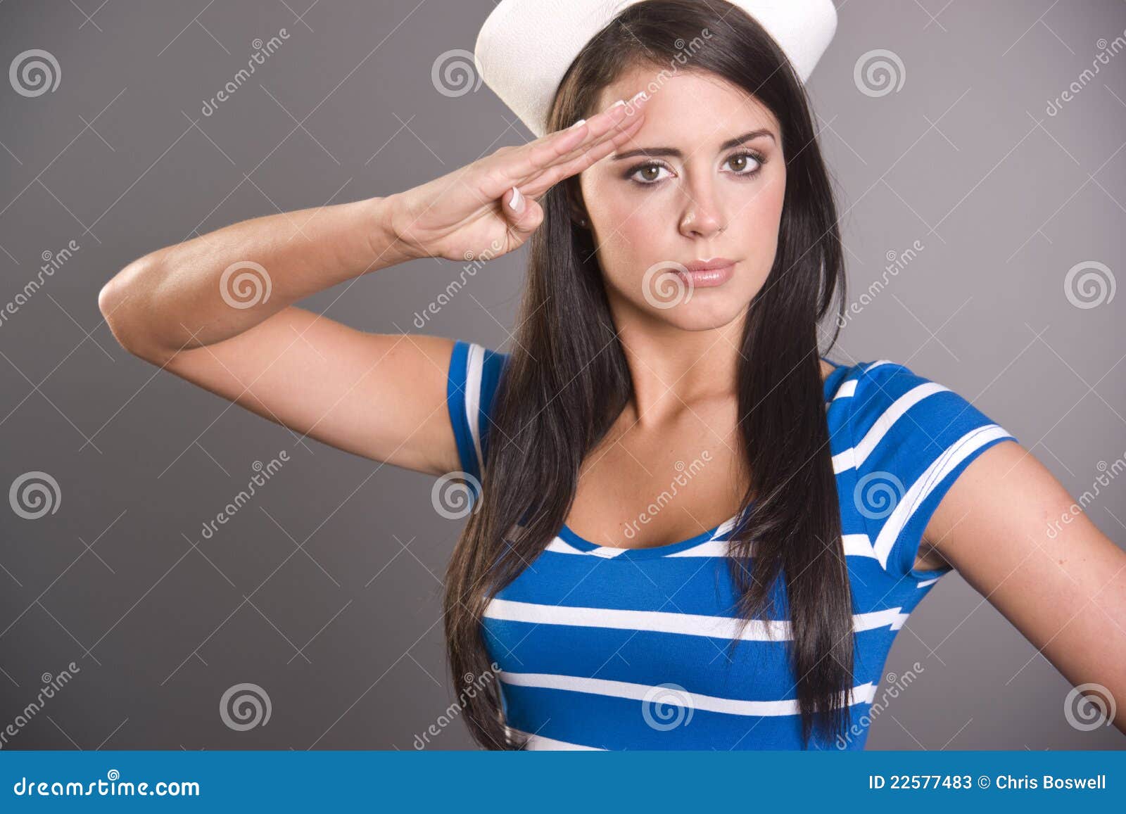 Serious Salute Beautiful Young Adult Female Sailor Stock Image - Image ...