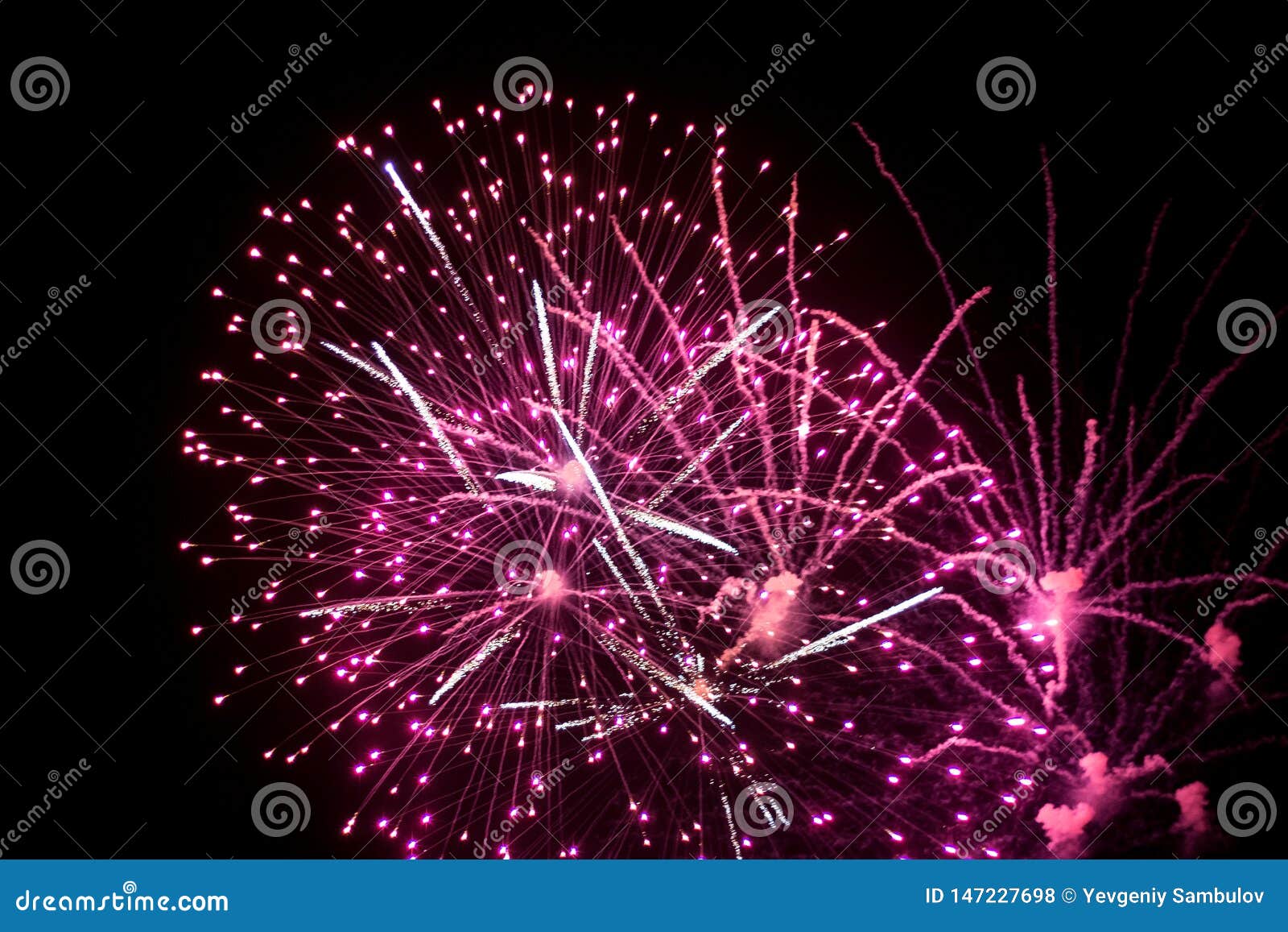 Salute, Fireworks in the Night Sky. Pyrotechnic Show on a Holiday ...