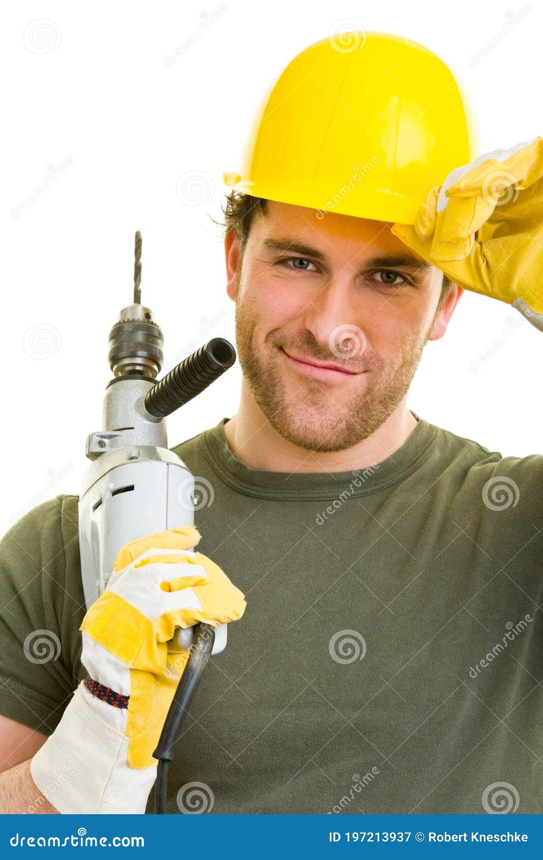 Salute with helmet stock image. Image of electrician - 197213937