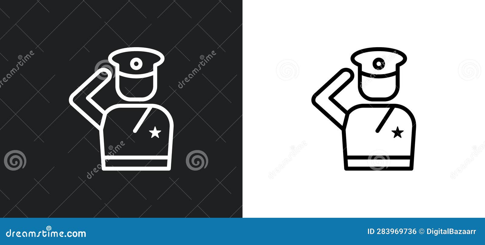 Salute Outline Icon in White and Black Colors. Salute Flat Vector Icon ...