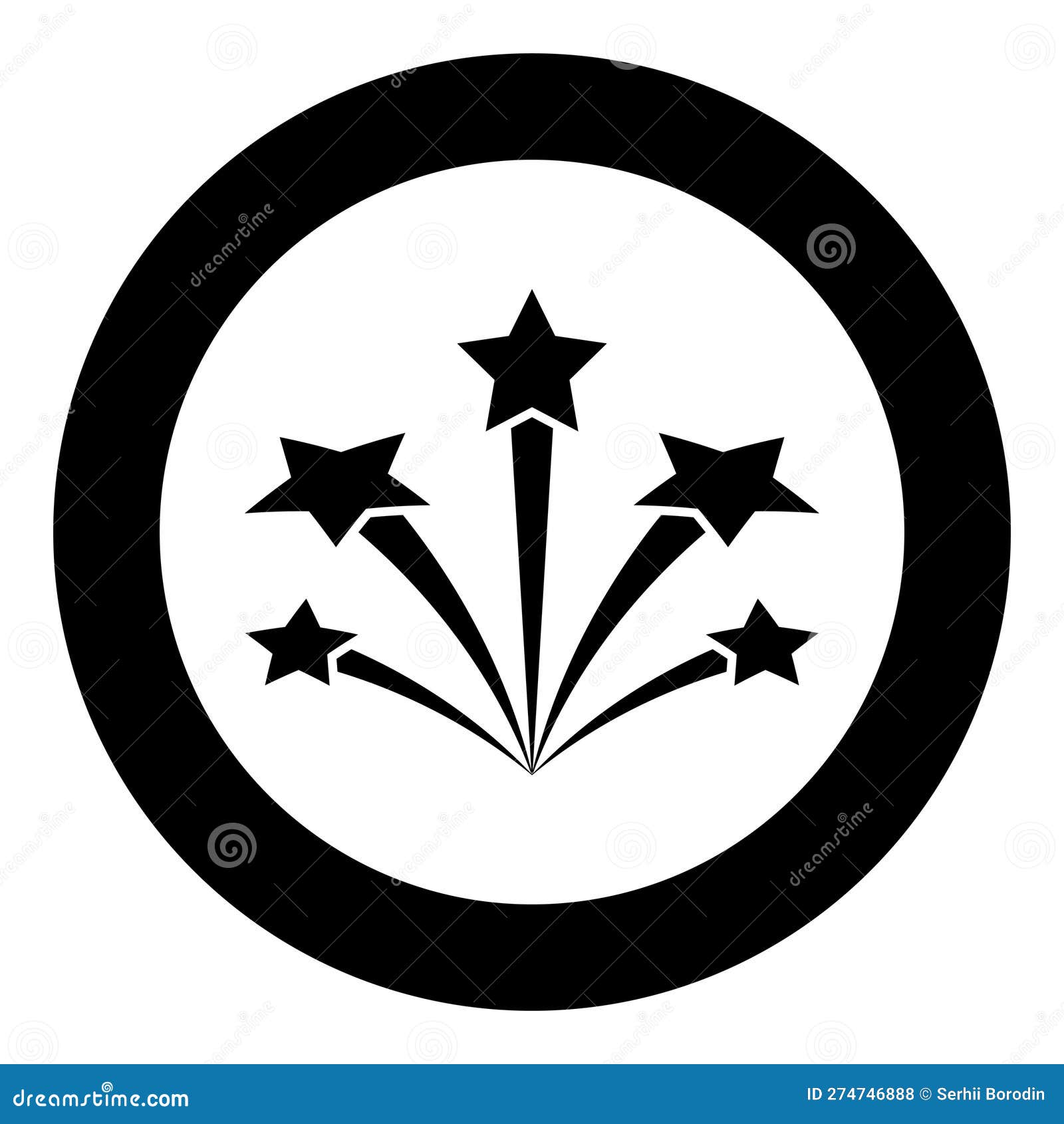 Salute with Stars Firework Starry Icon in Circle Round Black Color ...