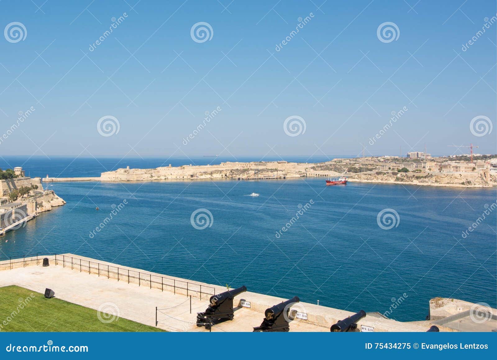 Two Cannons In Saluting Battery On Valletta Castle, Malta Royalty-Free ...