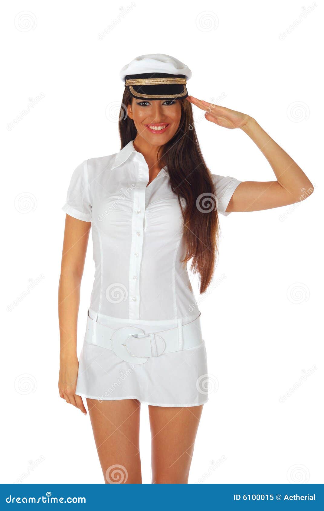 Saluting brunette woman stock image. Image of determined - 6100015