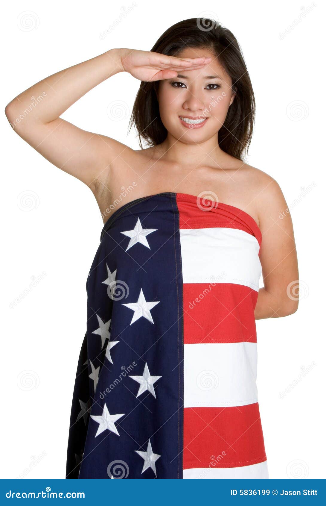 Saluting Flag Woman stock image. Image of flag, wrapped - 5836199