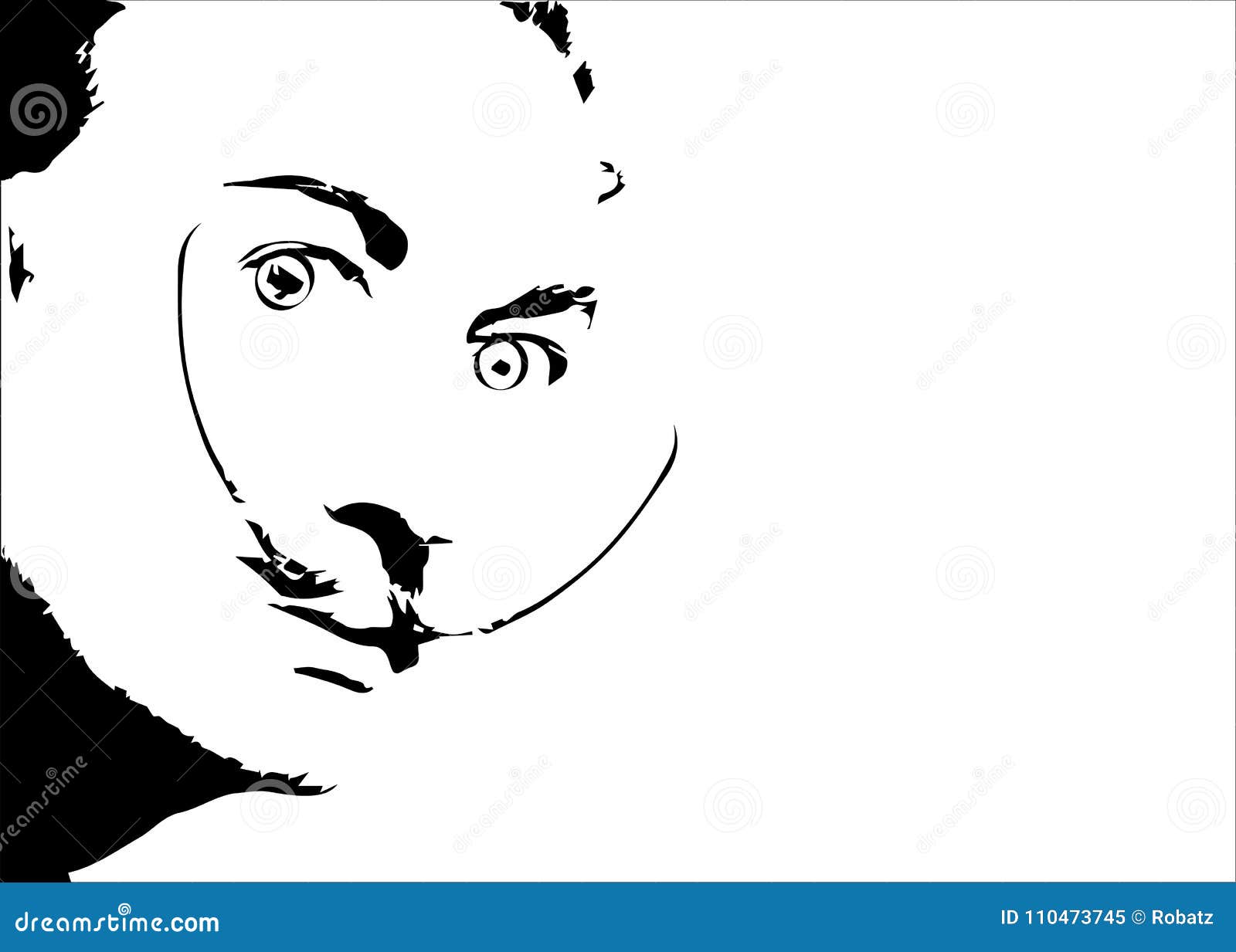 Salvador Dali` Vector Portrait, Minimal Graphics Isolated or White ...
