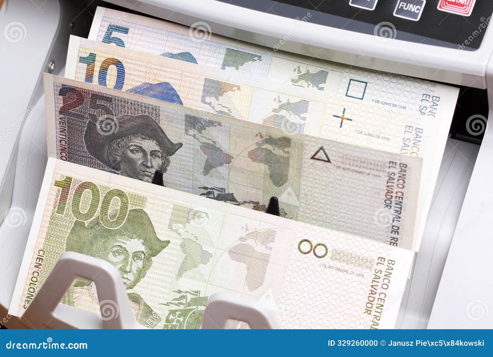 Salvadoran Colon in the Counting Machine Stock Photo - Image of ...