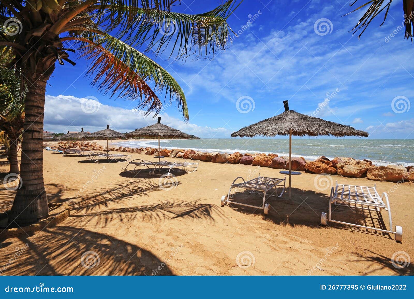 Saly s beach in Senegal stock image. Image of cloud, chair - 26777395