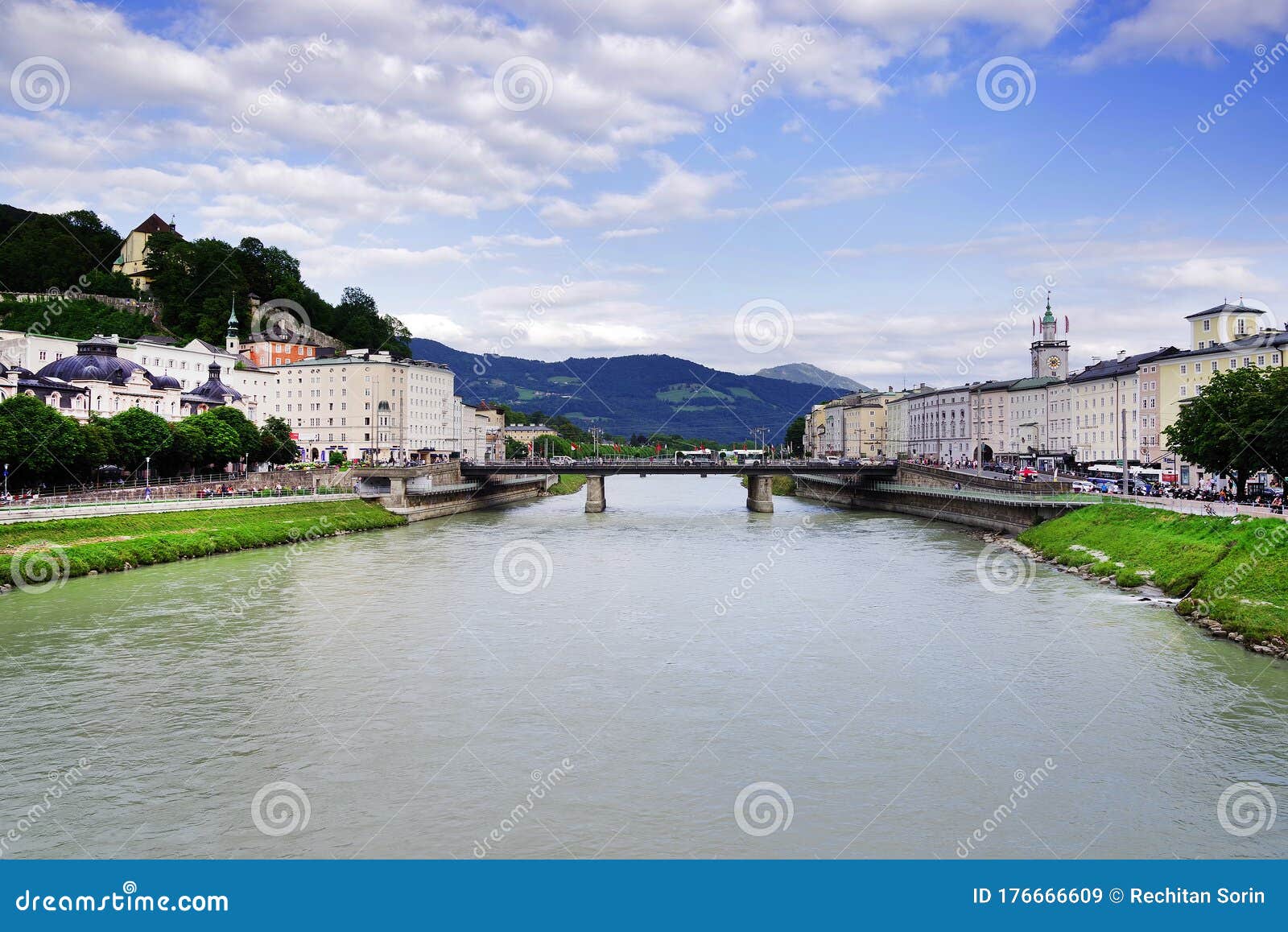 Salzach River in Salzburg City, Austria Stock Image - Image of main ...