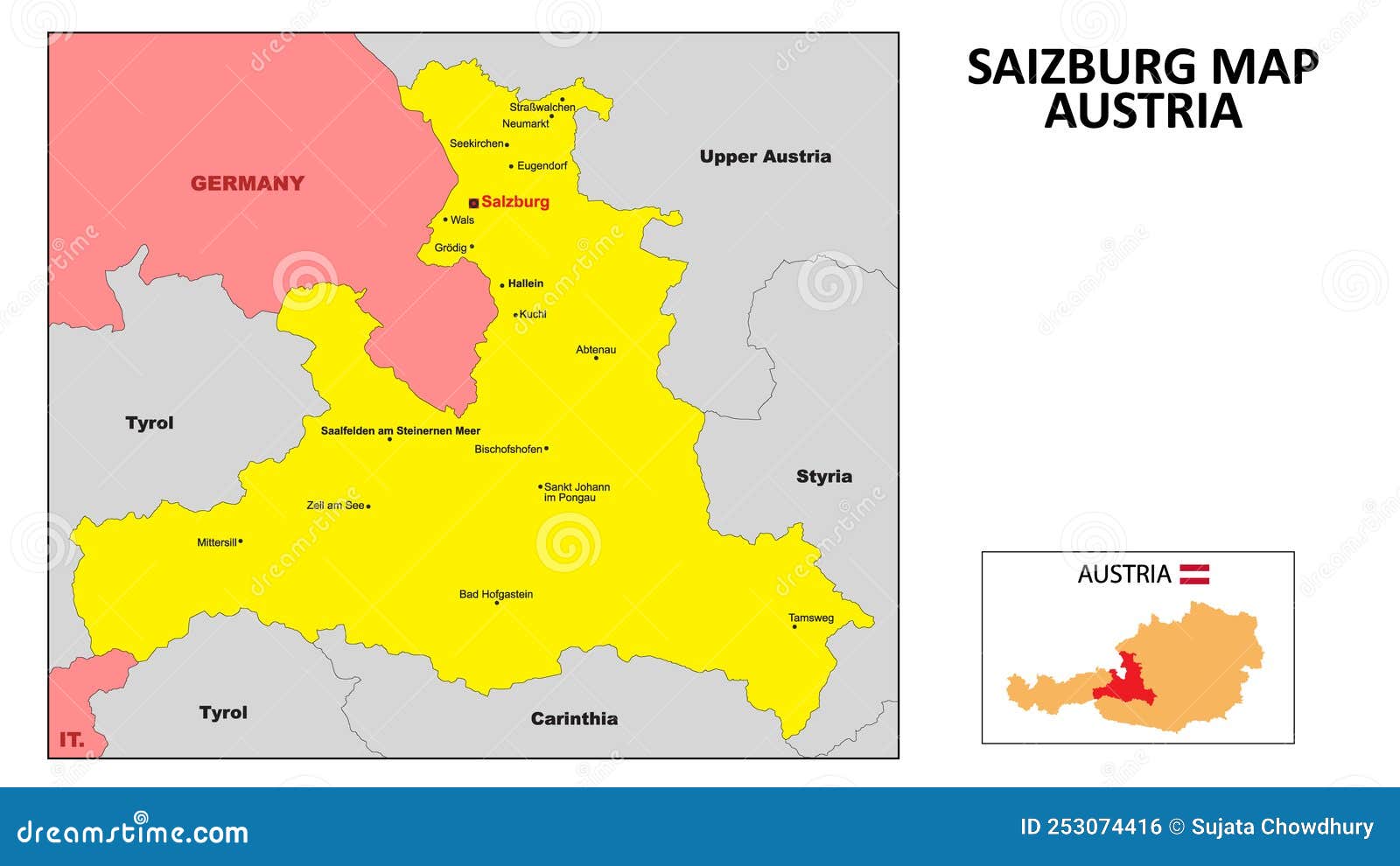Salzburg Map. State and District Map of Salzburg Stock Vector ...