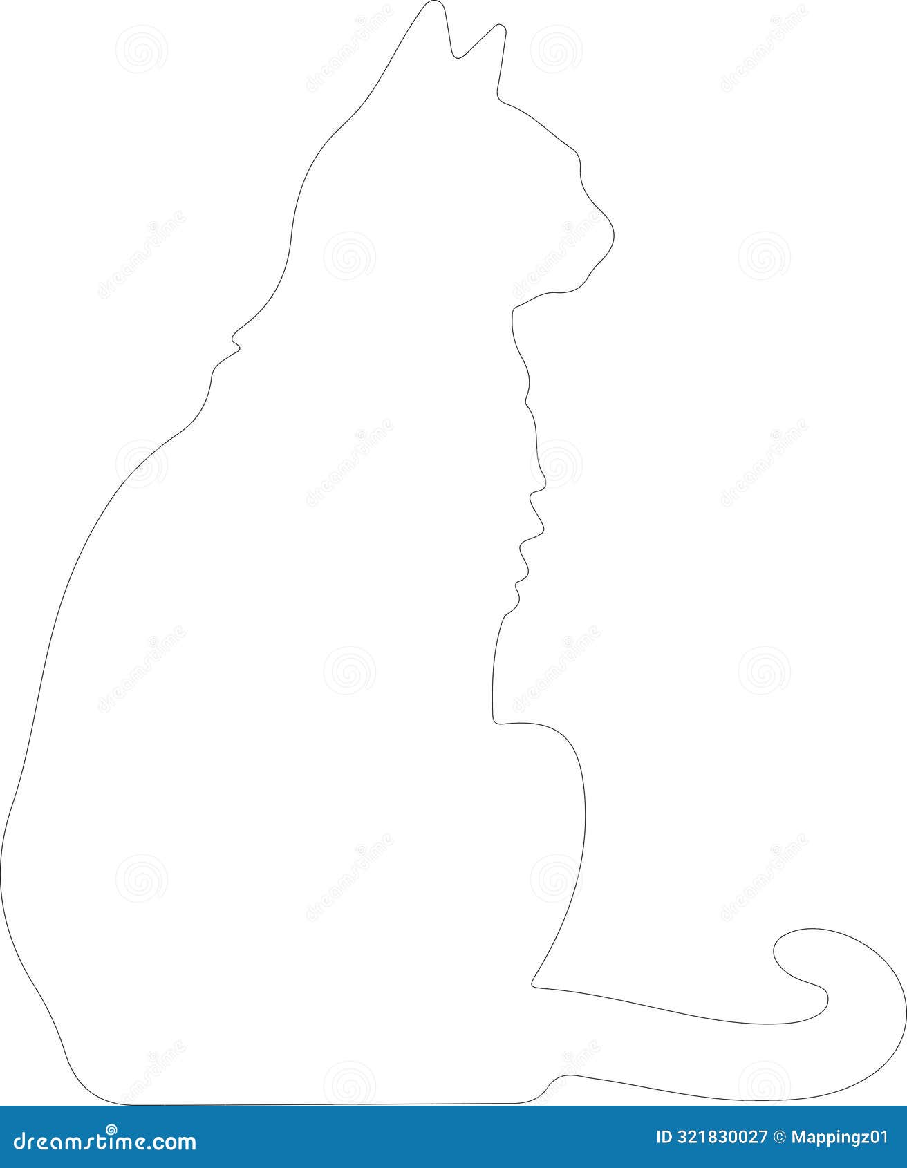 Sam Sawet Cat Outline Outline Silhouette Generative Ai Stock Vector ...