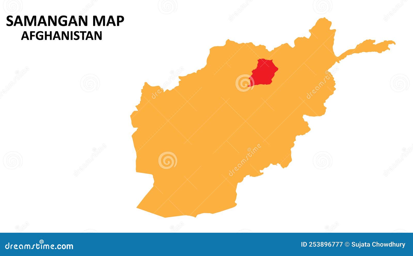 Samangan State and Regions Map Highlighted on Afghanistan Map Stock ...