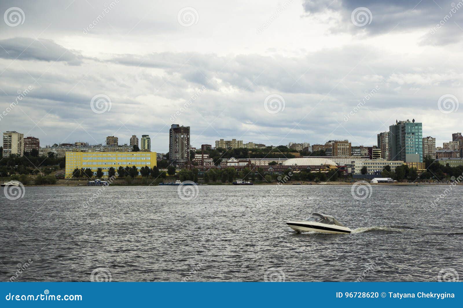Samara City and Volga River, Russia. Stock Photo - Image of clouds ...