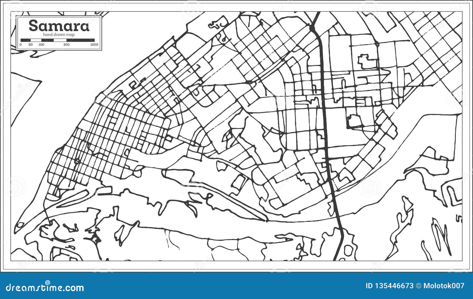 Samara Russia City Map in Retro Style. Outline Map Stock Vector ...