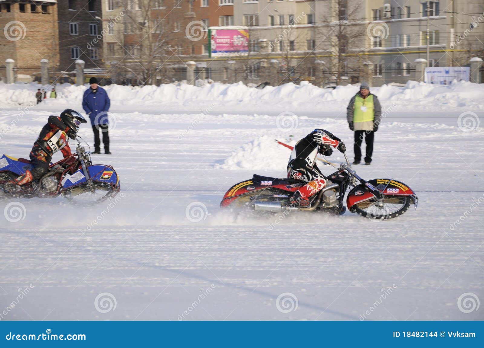 A Group Of Racers On Karts Are Approaching The Finish Line In An Active ...