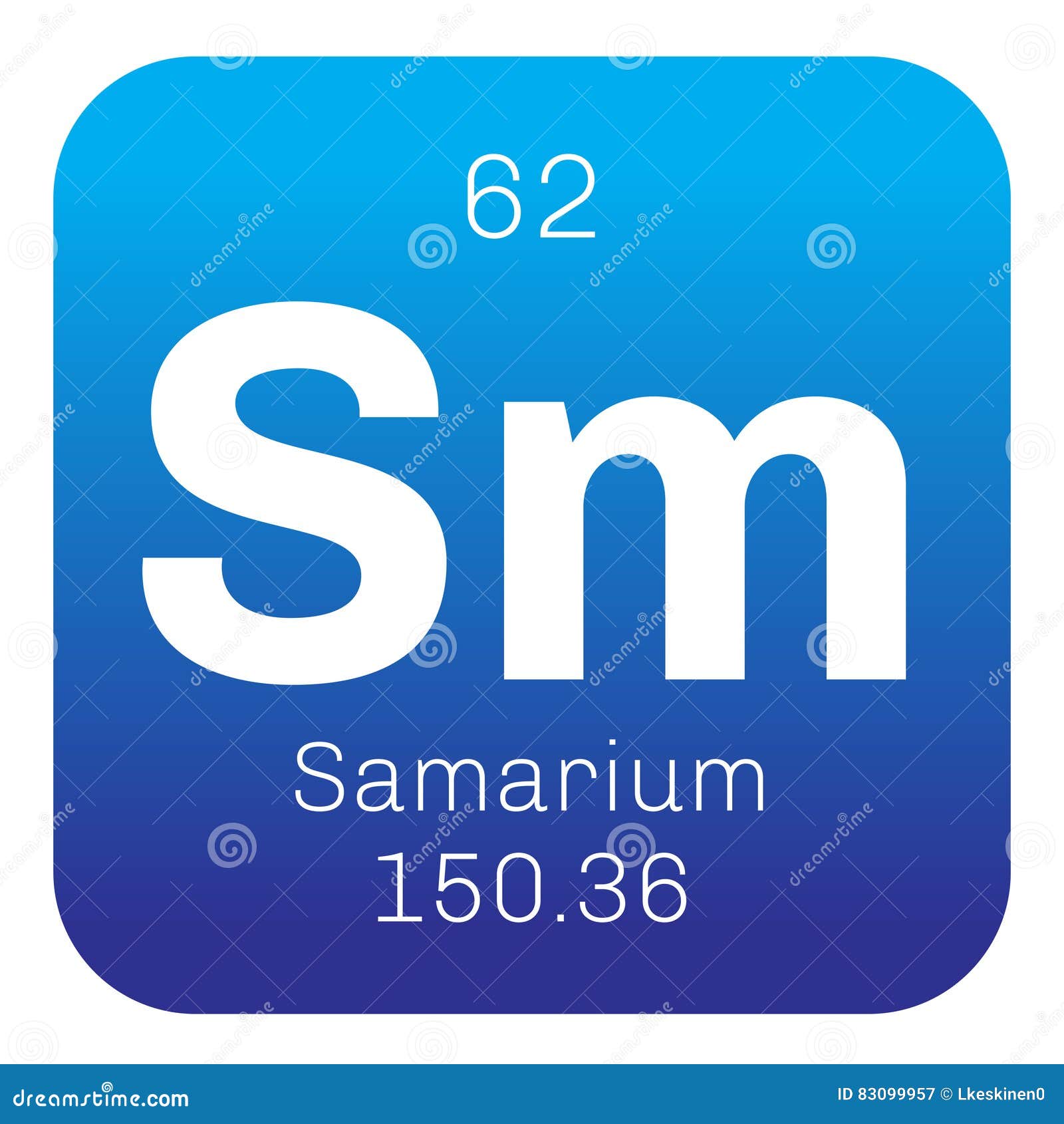 Samarium Sm, Chemical Element Sign. 3D Rendering Isolated On White ...