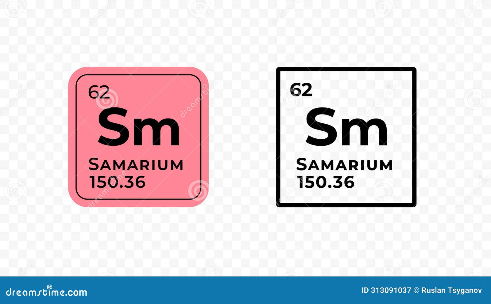 Samarium Sm Chemical Element Of Periodic Table Isolated On White ...