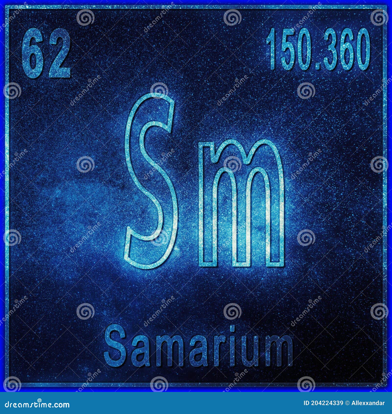 Samarium Chemical Element, Sign with Atomic Number and Atomic Weight ...