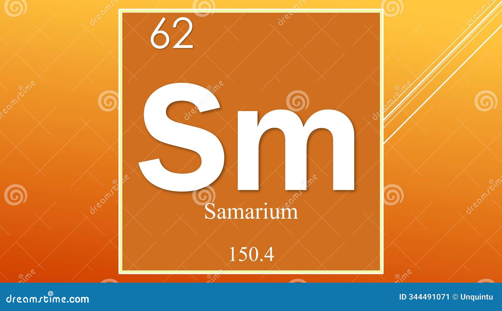 Samarium Chemical Element Symbol on Orange Abstract Background Stock ...