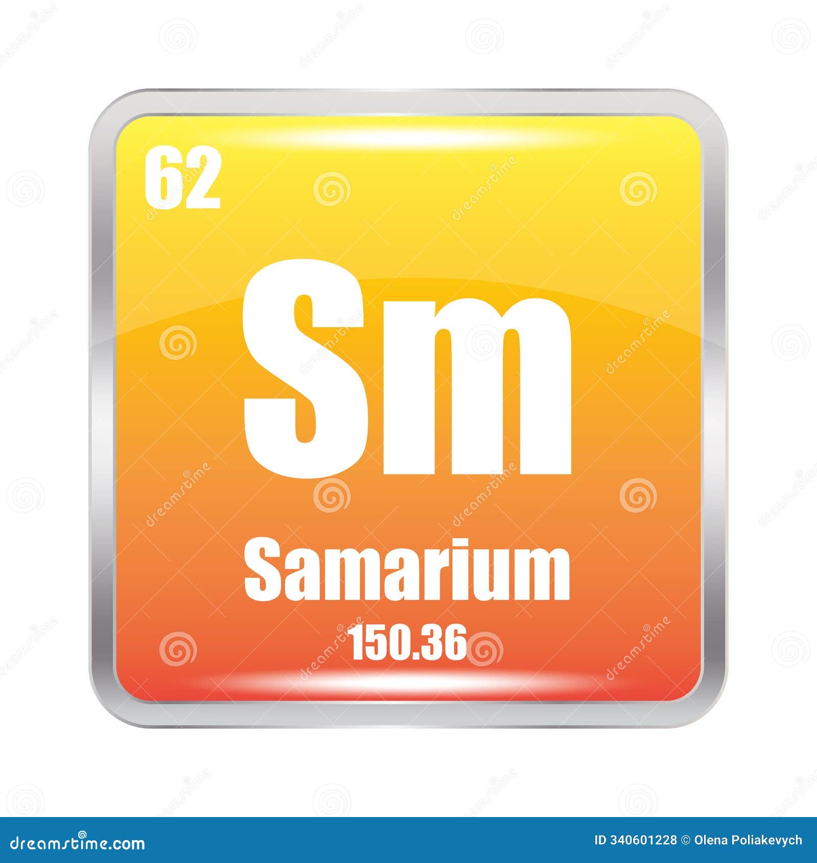 Samarium Icon. Sm Chemical Element. Atomic Number 62. Mass 150.36 ...