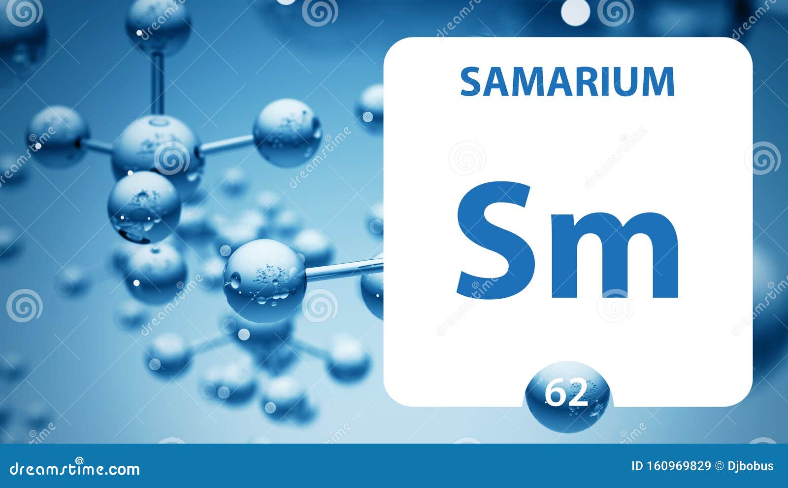 Samarium Sm, Chemical Element Sign. 3D Rendering Isolated On White ...