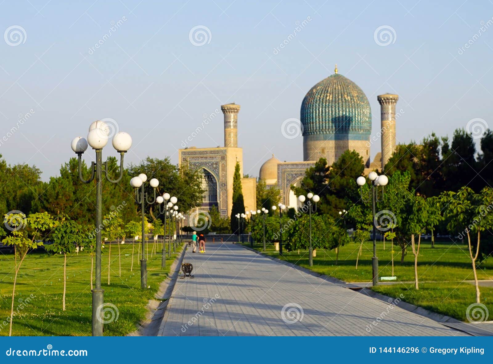 Turquoise-hued Dome of Gur-i-Amir, Mausoleum of Amir Timur in Samarkand ...