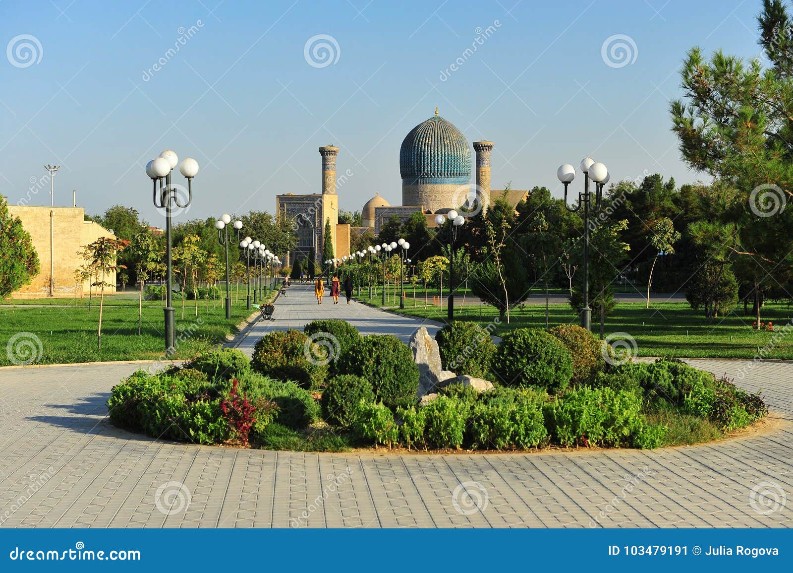Samarkand: Beautiful Mosque in the Park Stock Image - Image of building ...