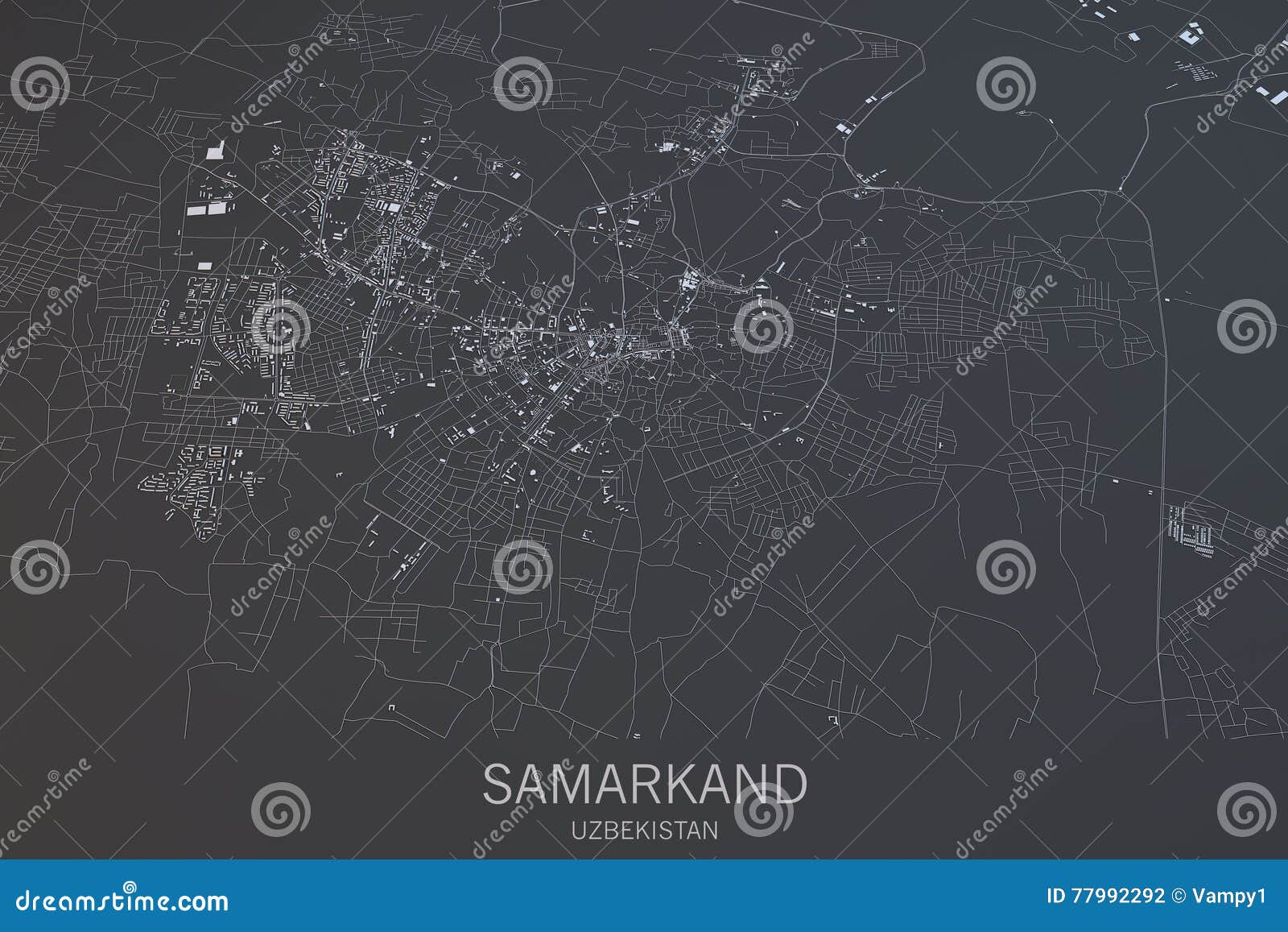 Samarkand City Republic Of Uzbekistan Map Vector Illustration, Scribble ...