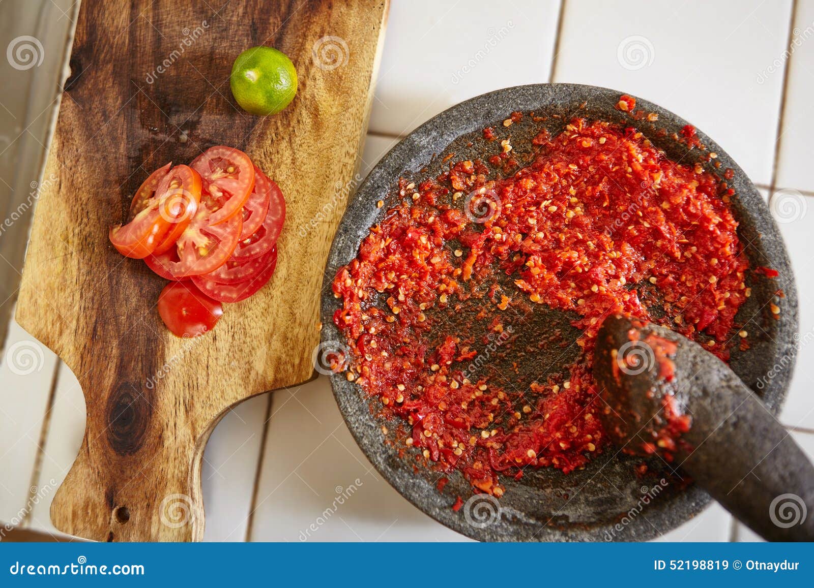 Sambal and Its Additional Ingredient Stock Image - Image of preparation ...