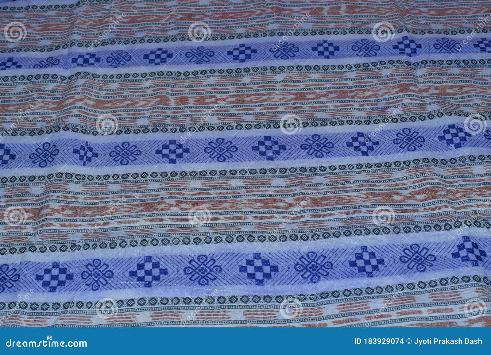 Sambalpuri Cloth Beautiful Design Blue Background Image. Stock Photo ...