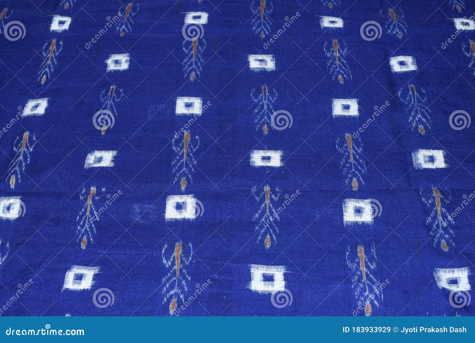 Sambalpuri Cloth Beautiful Design Blue White Background. Stock Image ...