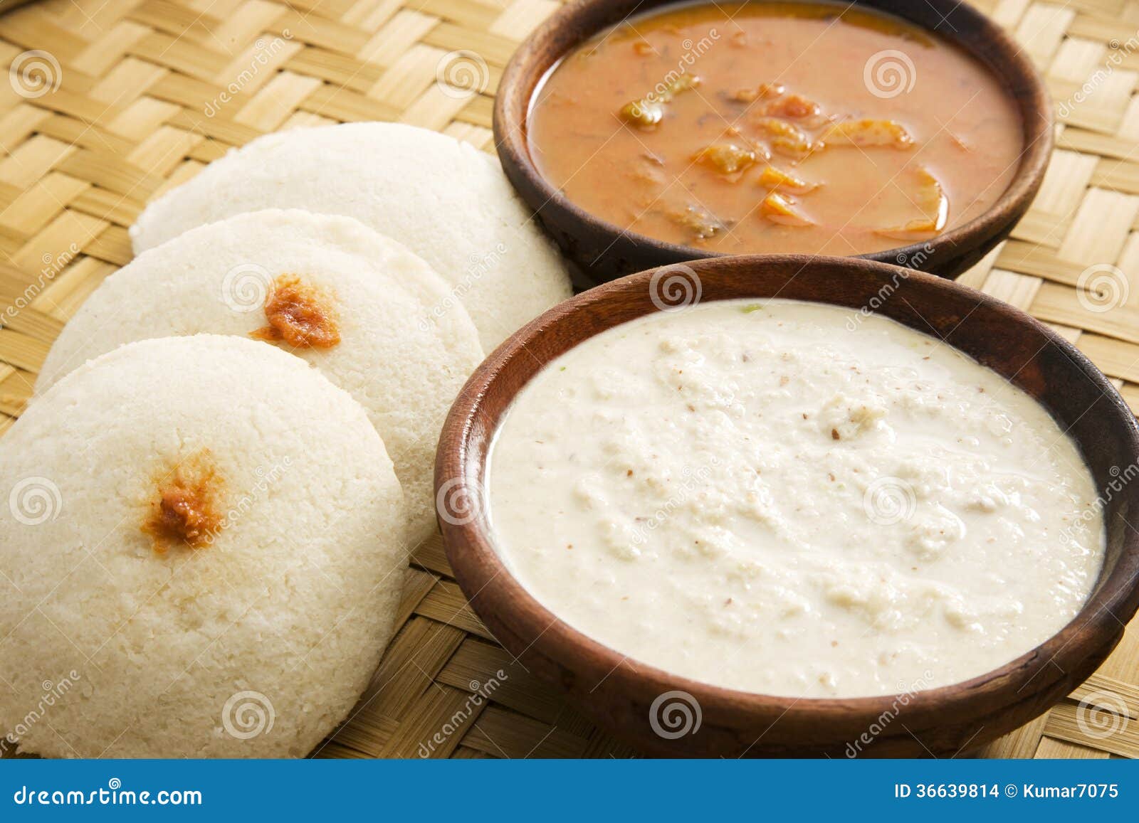 Sambar Idli with Coconut Chutney Stock Photo - Image of dish, mint ...