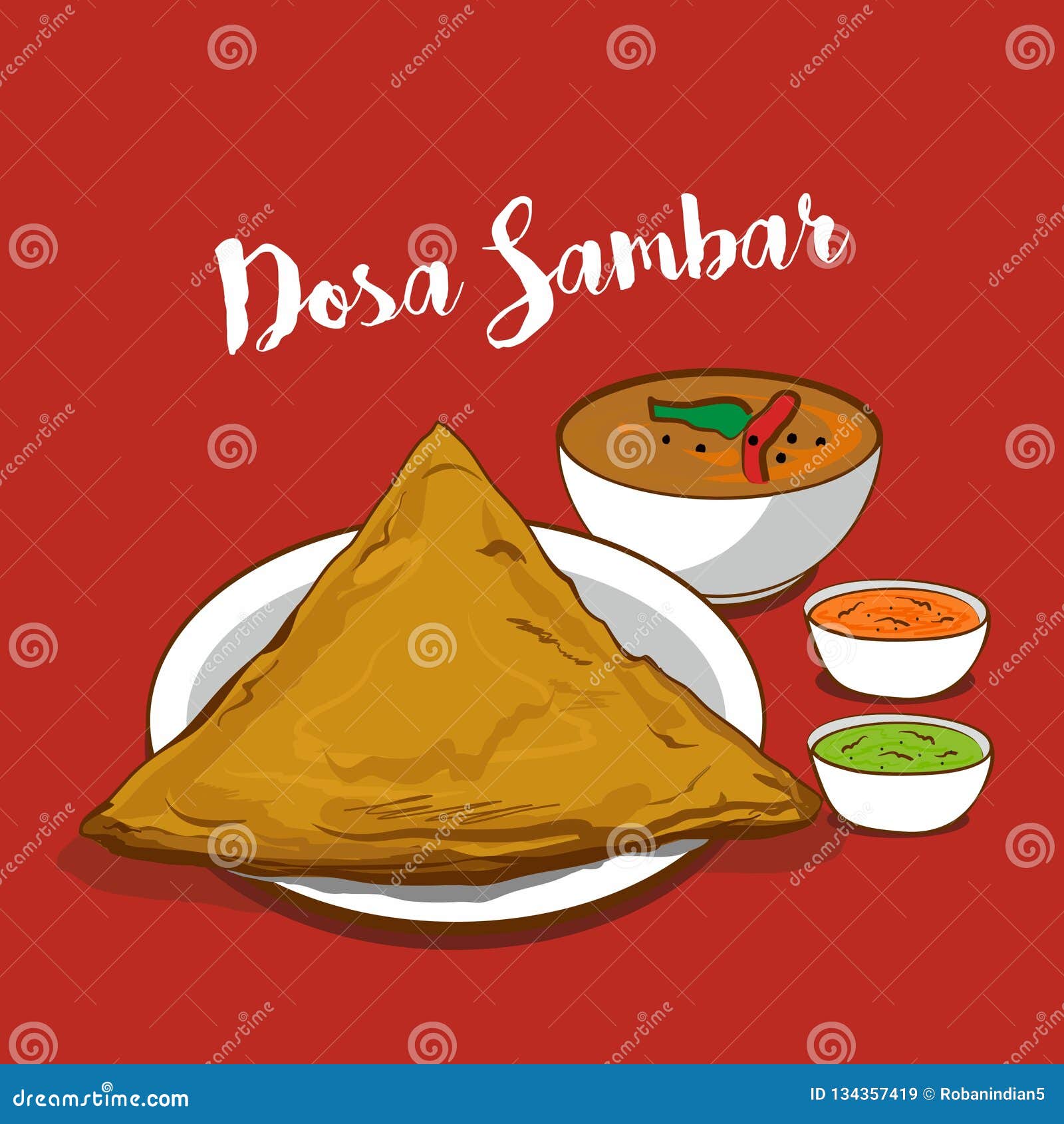 Sambar Indio Del Sur Del Dosa De La Comida O Ejemplo Sambhar Del Vector ...